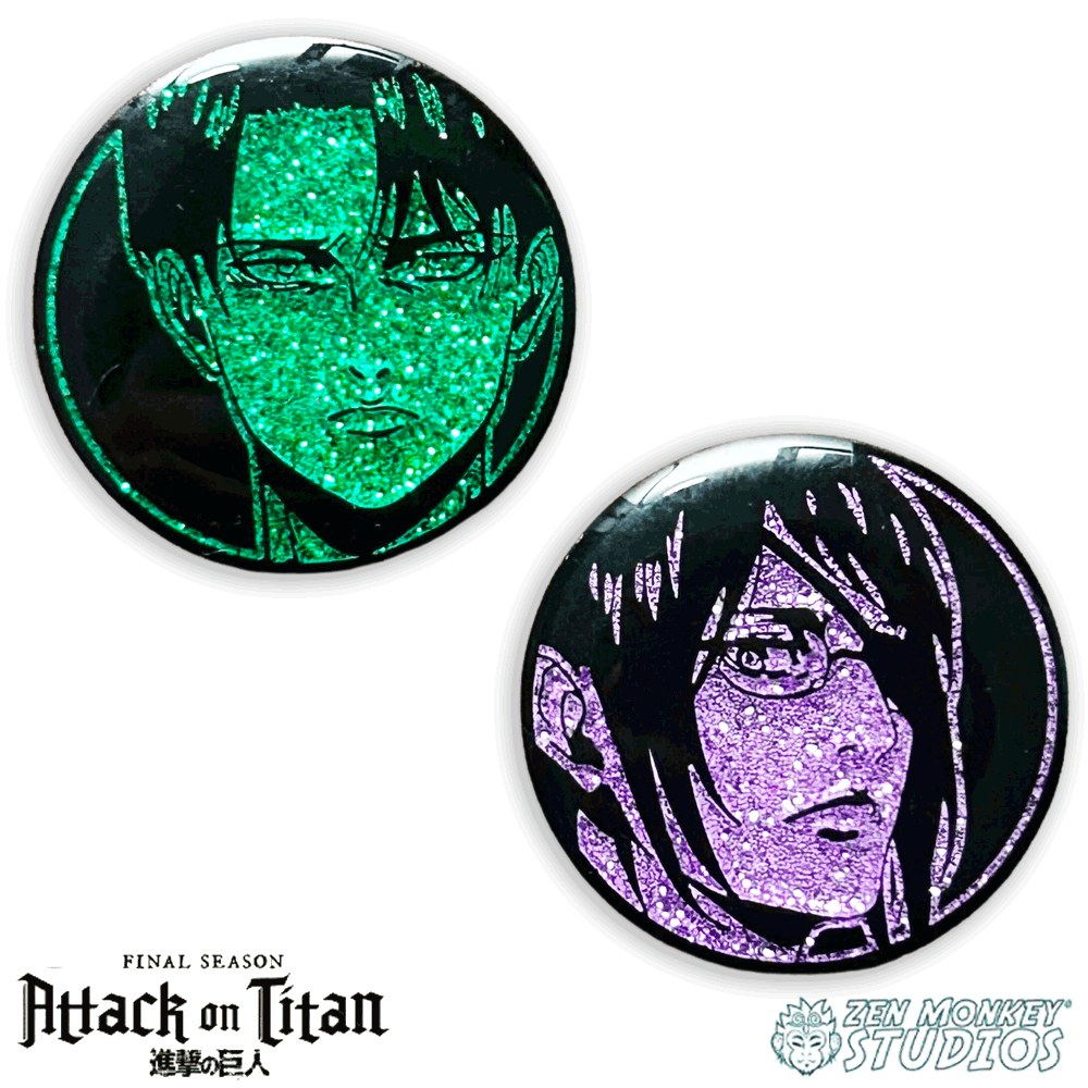 Captain Levi and Hange Zoe - Attack on Titan Pin Set – Zen Monkey Studios